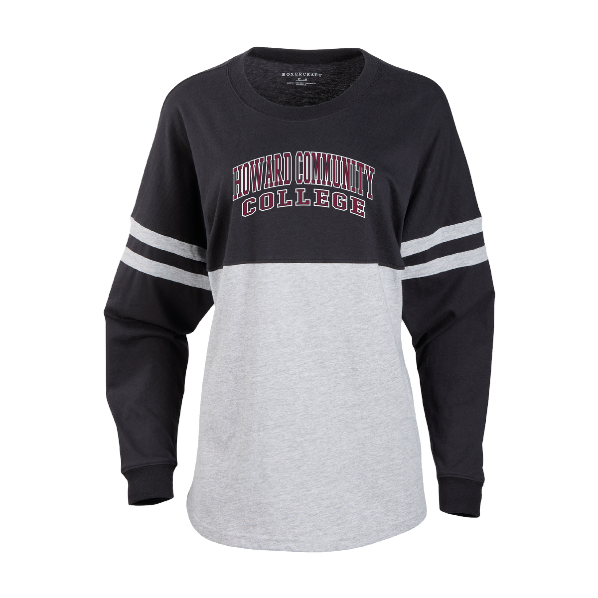 Ladies Pom Pom Long Sleeve Jersey Tee Black Oxford Howard Community ladies-pom-pom-long-sleeve-jersey-tee-black-oxford-howard-community